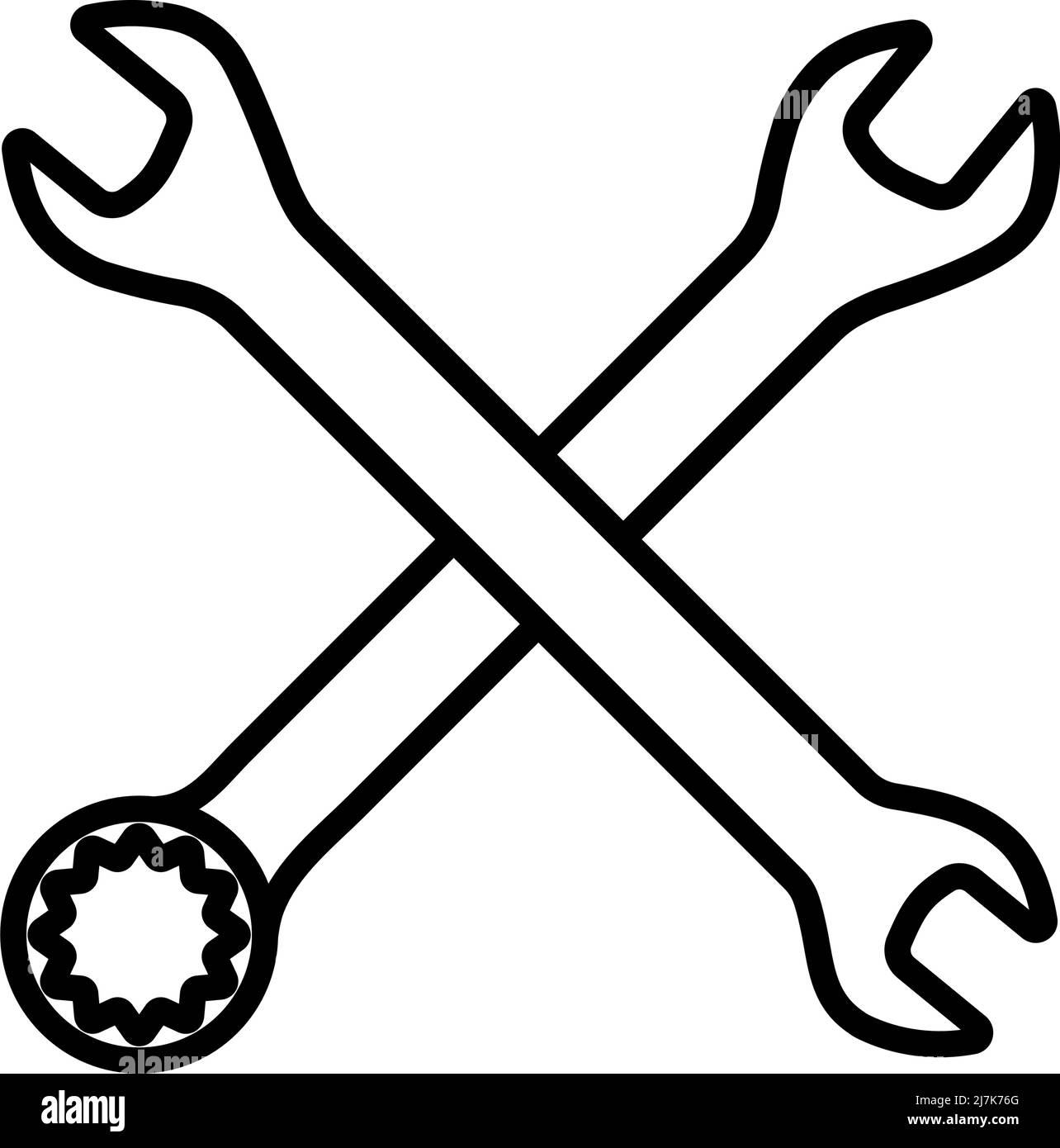 Icon Of Crossed Wrench. Bold outline design with editable stroke width ...