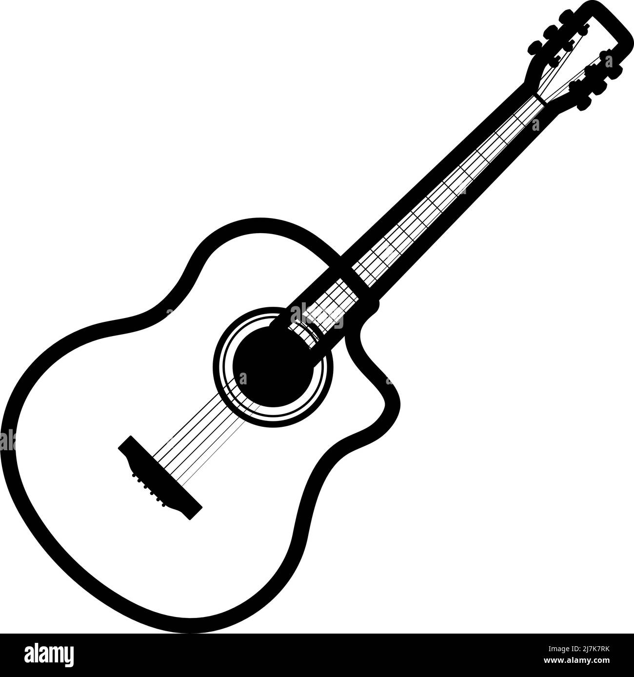 Acoustic Guitar Icon. Bold outline design with editable stroke width ...