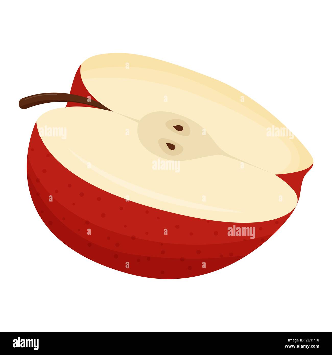 Half of red apple isolated on white background. Flat vector ...