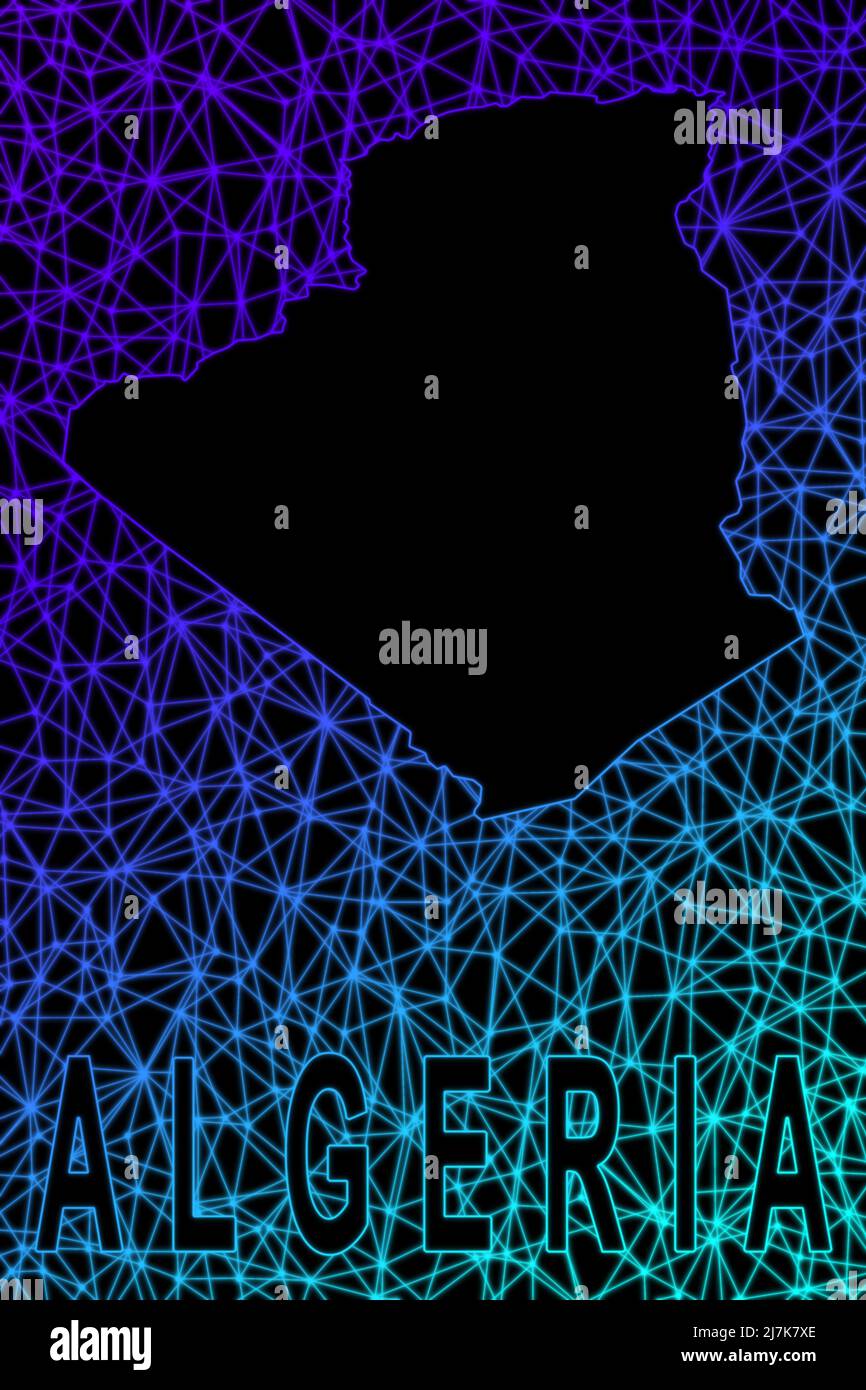 Map of Algeria, Polygonal mesh line map, modern colorful map Stock ...