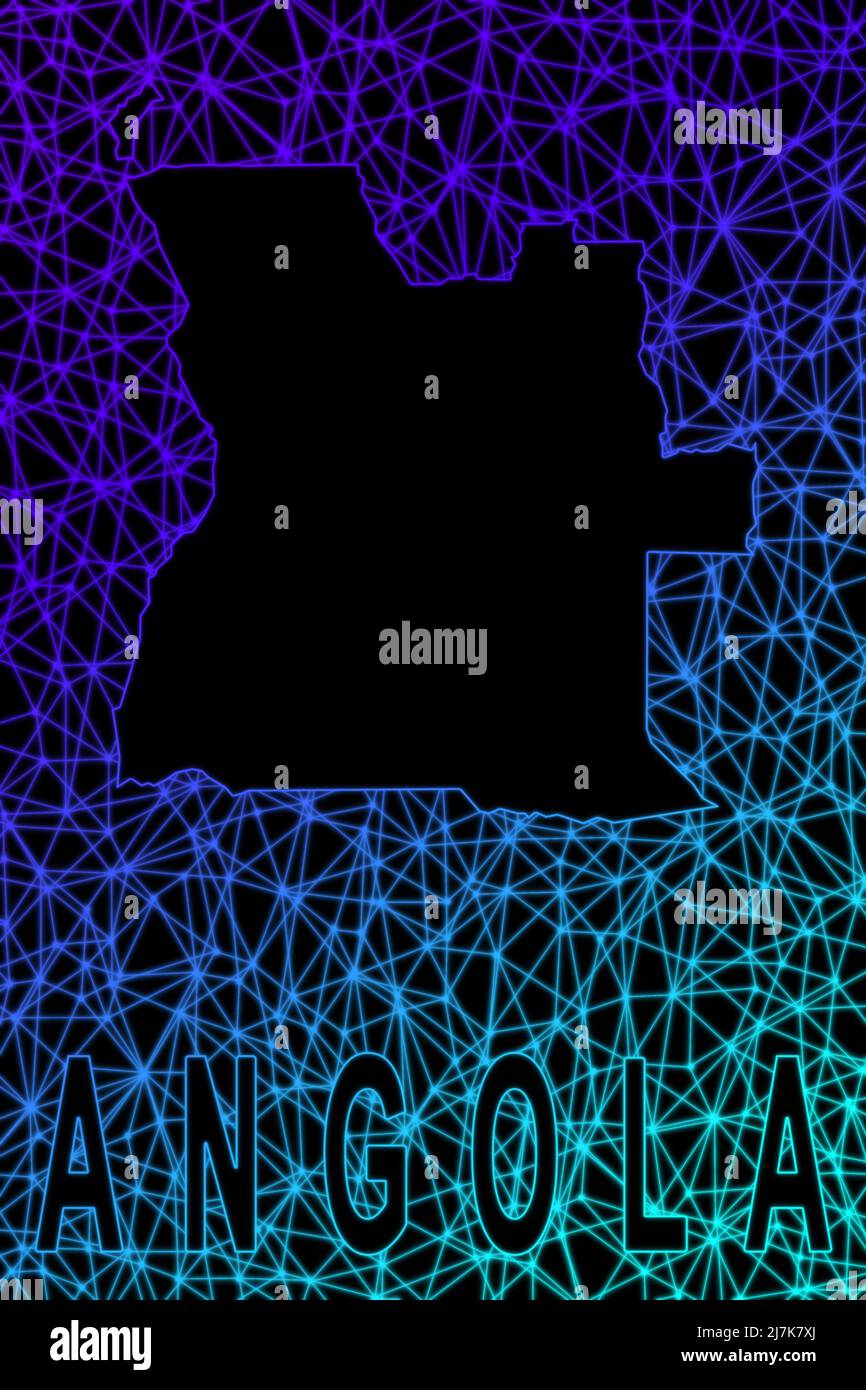 Map of Angola, Polygonal mesh line map, modern colorful map Stock Photo ...