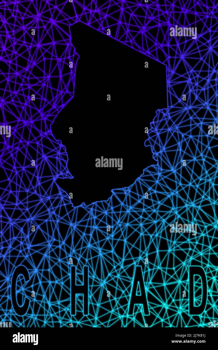 Map of Chad, Polygonal mesh line map, modern colorful map Stock Photo ...