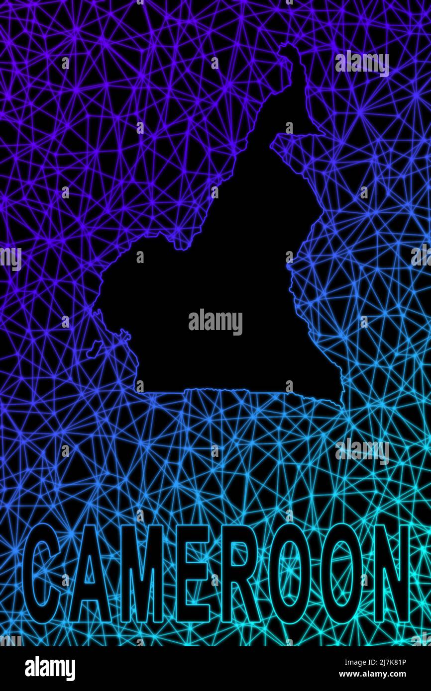 Map of Cameroon, Polygonal mesh line map, modern colorful map Stock ...