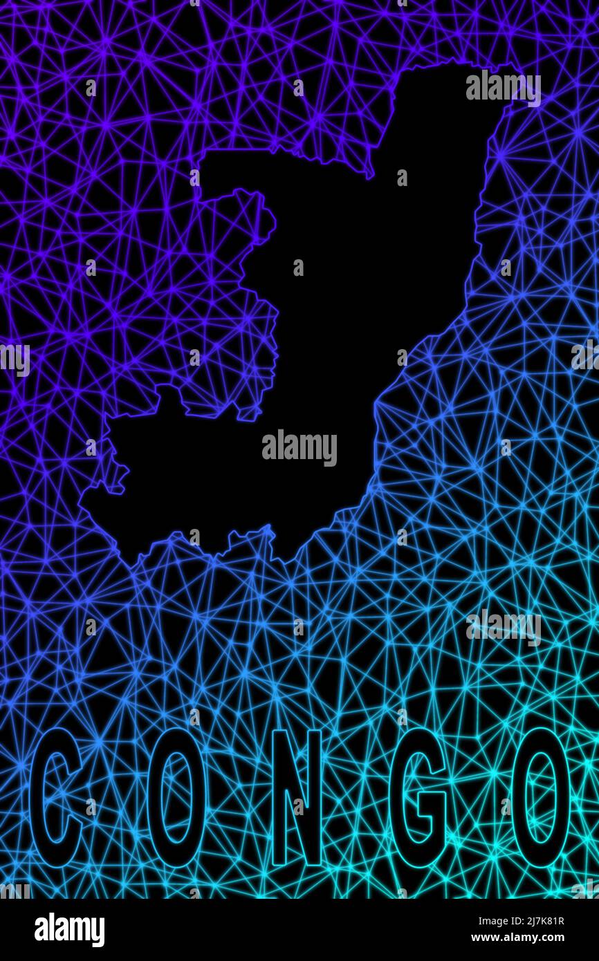 Map of Congo, Polygonal mesh line map, modern colorful map Stock Photo ...