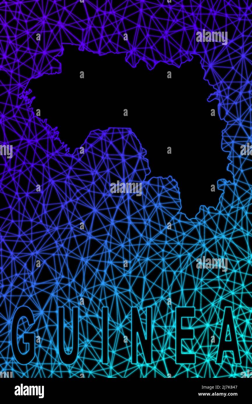 Map of Guinea, Polygonal mesh line map, modern colorful map Stock Photo ...