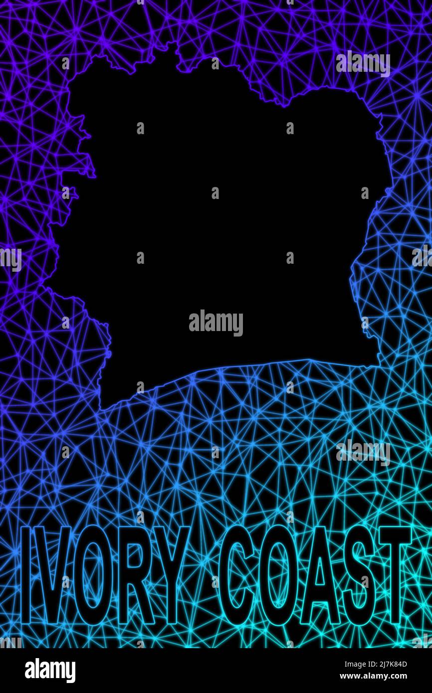 Map of Ivory Coast, Polygonal mesh line map, modern colorful map Stock ...