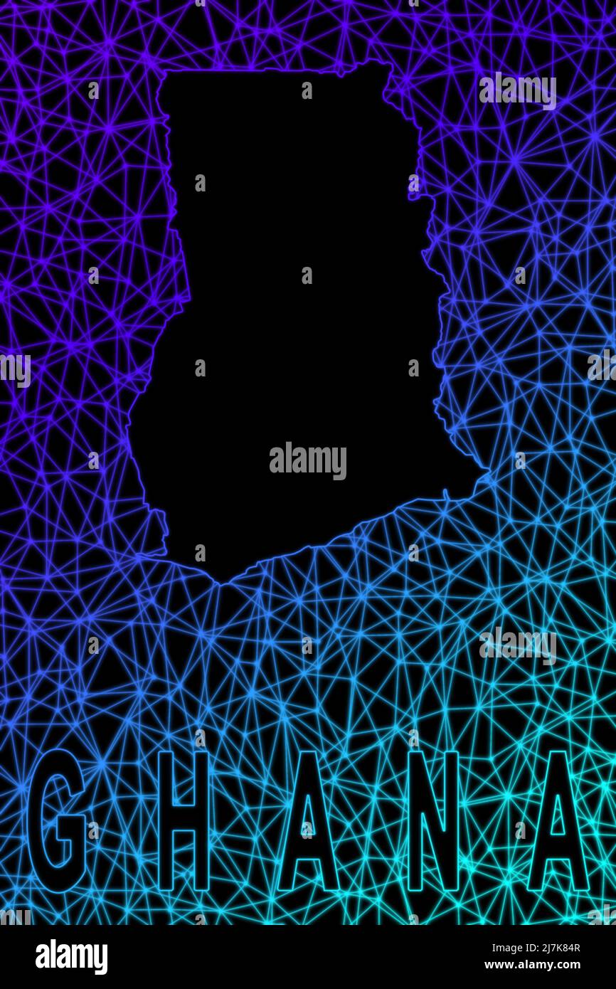 Map of Ghana, Polygonal mesh line map, modern colorful map Stock Photo ...