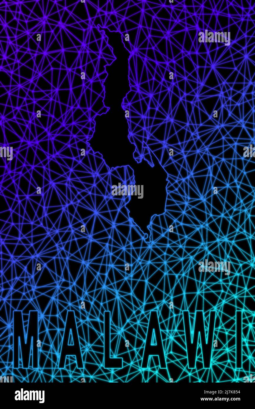 Map of Malawi, Polygonal mesh line map, modern colorful map Stock Photo ...
