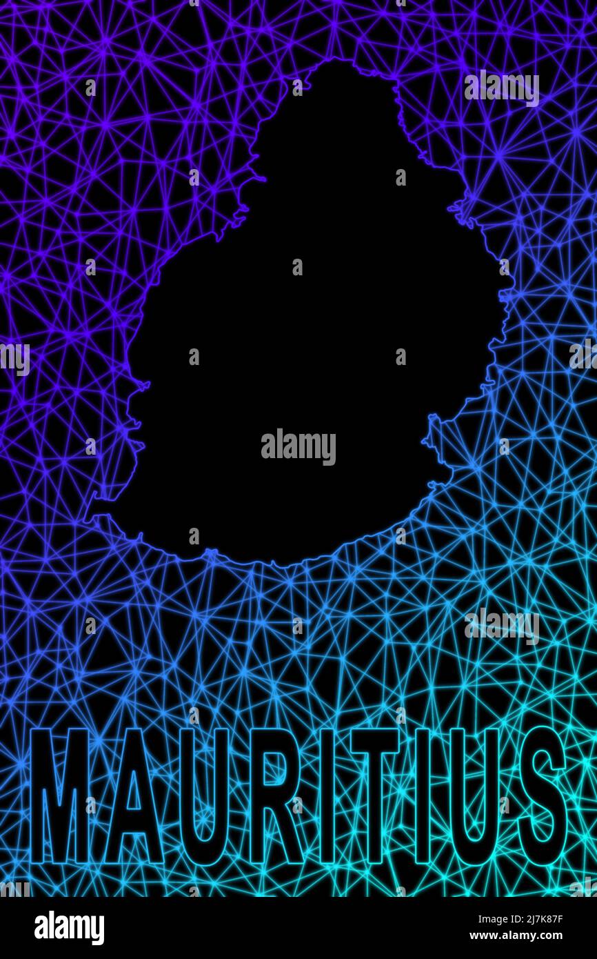 Map of Mauritius, Polygonal mesh line map, modern colorful map Stock ...