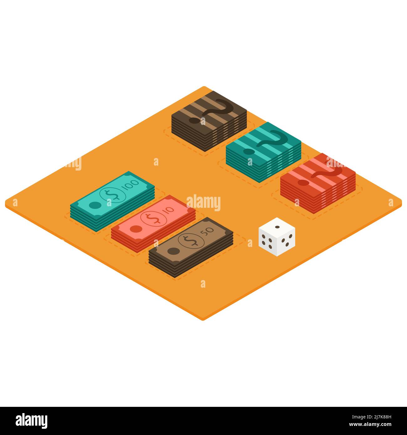 Playing cards for a board game in isometry. Isometric dollars bundles ...