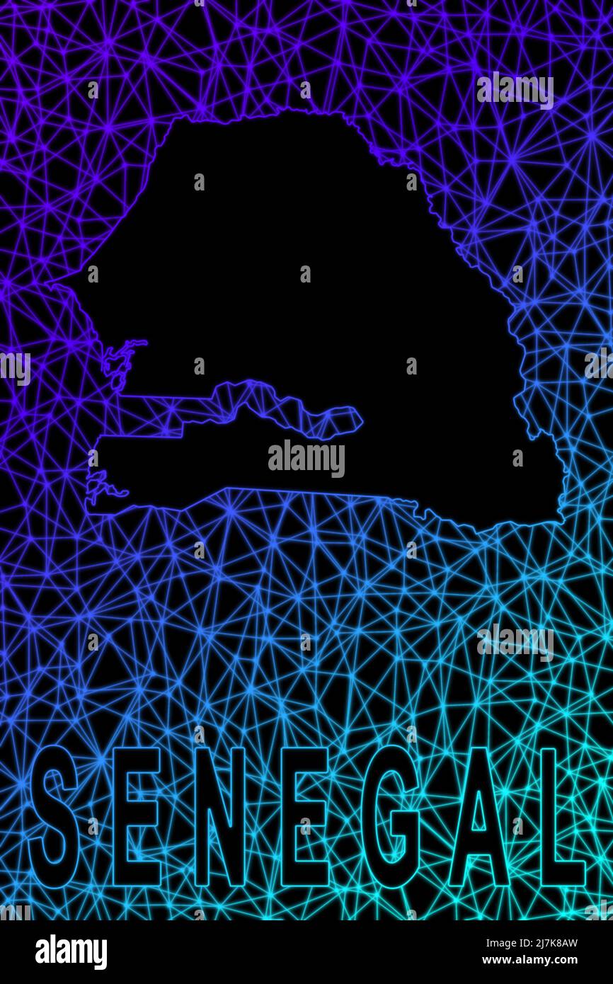 Map of Senegal, Polygonal mesh line map, modern colorful map Stock ...