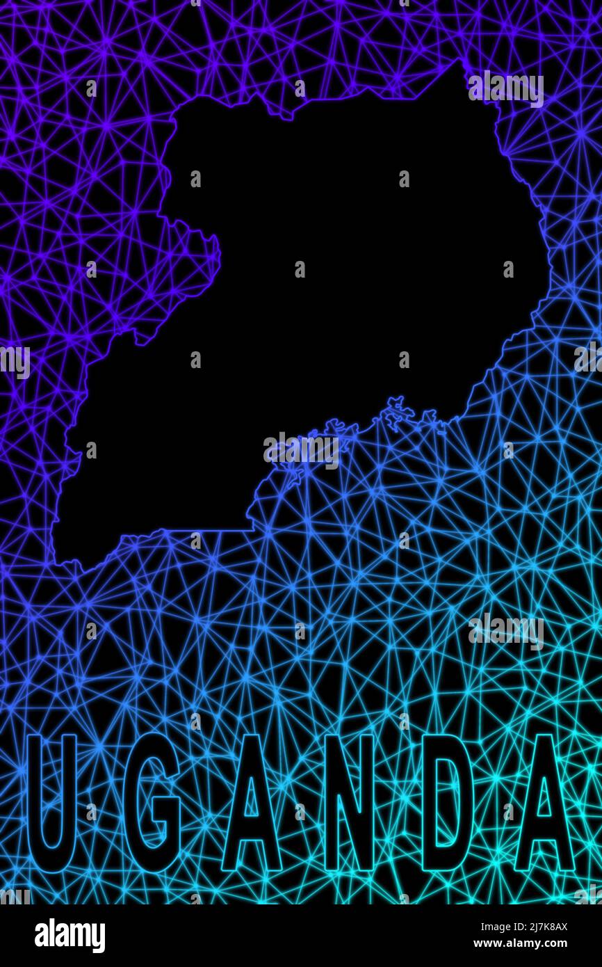 Map of Uganda, Polygonal mesh line map, modern colorful map Stock Photo ...
