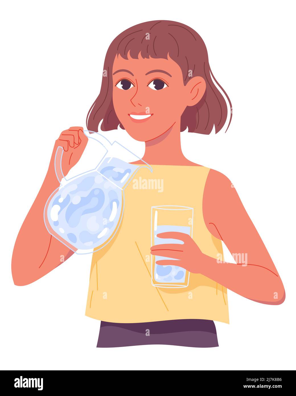 Little girl with jug and glass of water Stock Vector Image & Art - Alamy