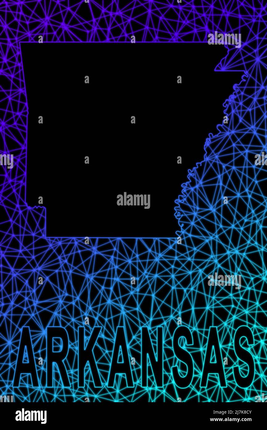Map of Arkansas, Polygonal mesh line map, modern colorful map Stock ...