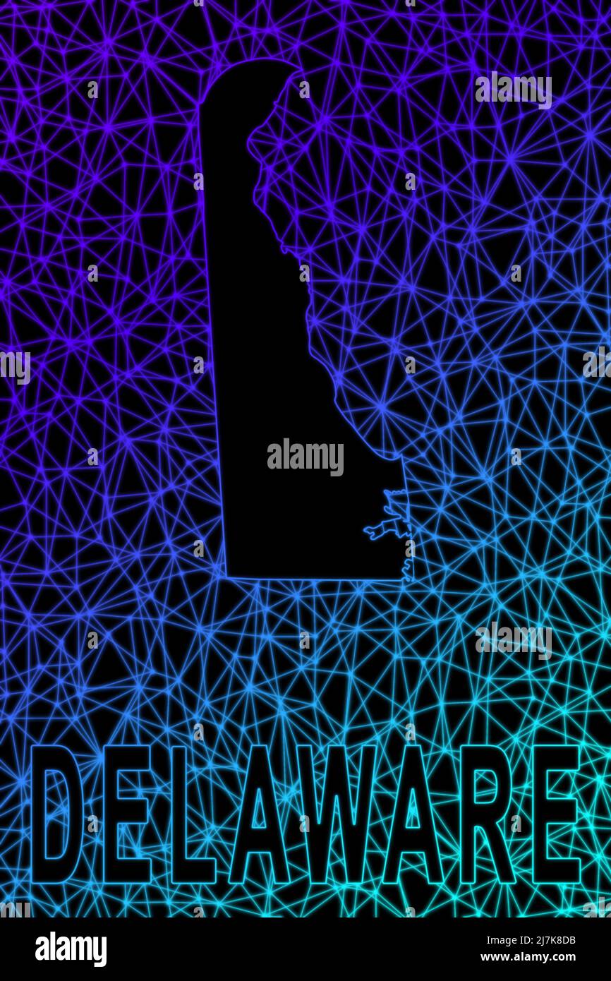 Map of Delaware, Polygonal mesh line map, modern colorful map Stock ...