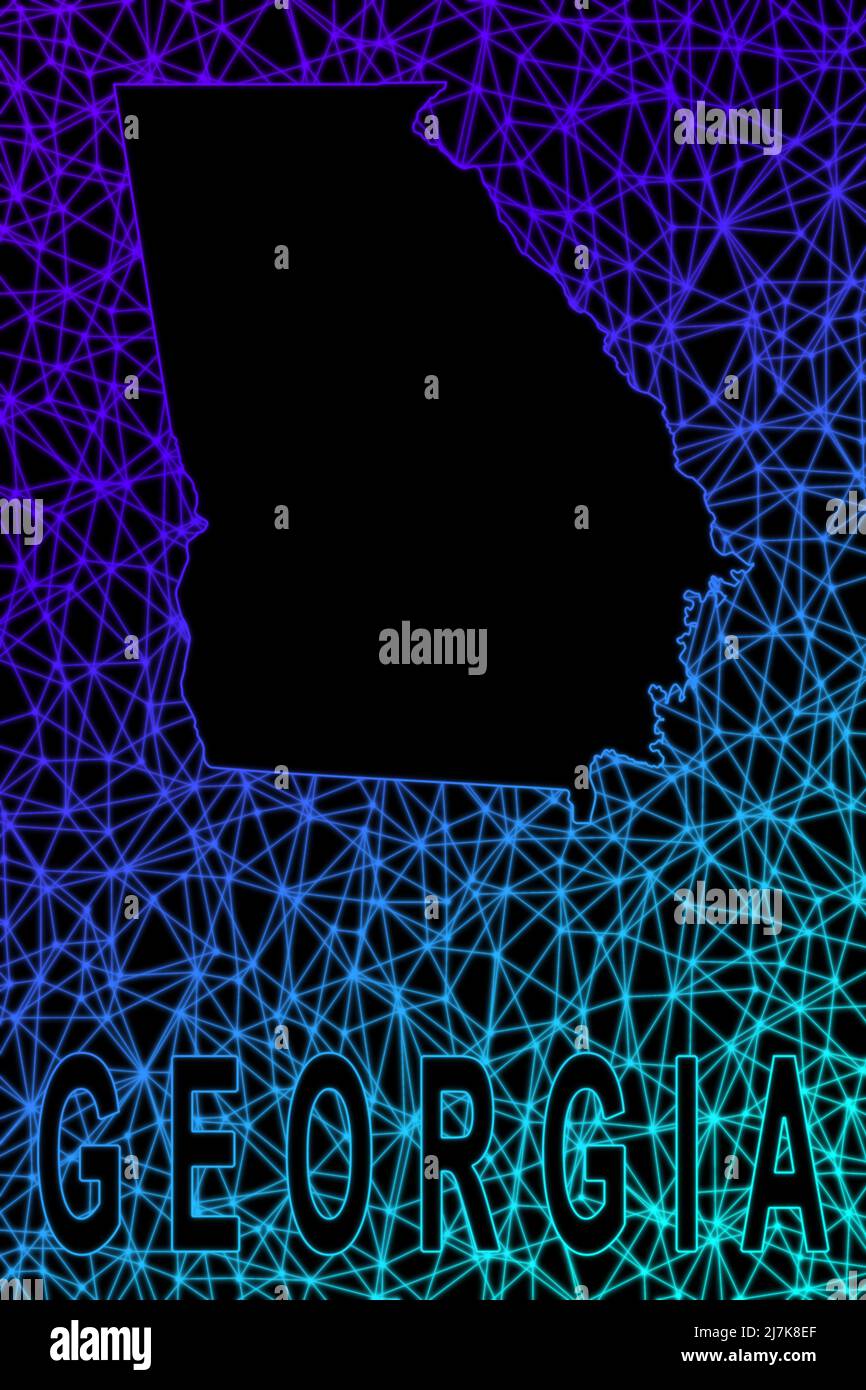 Map of Georgia, Polygonal mesh line map, modern colorful map Stock ...