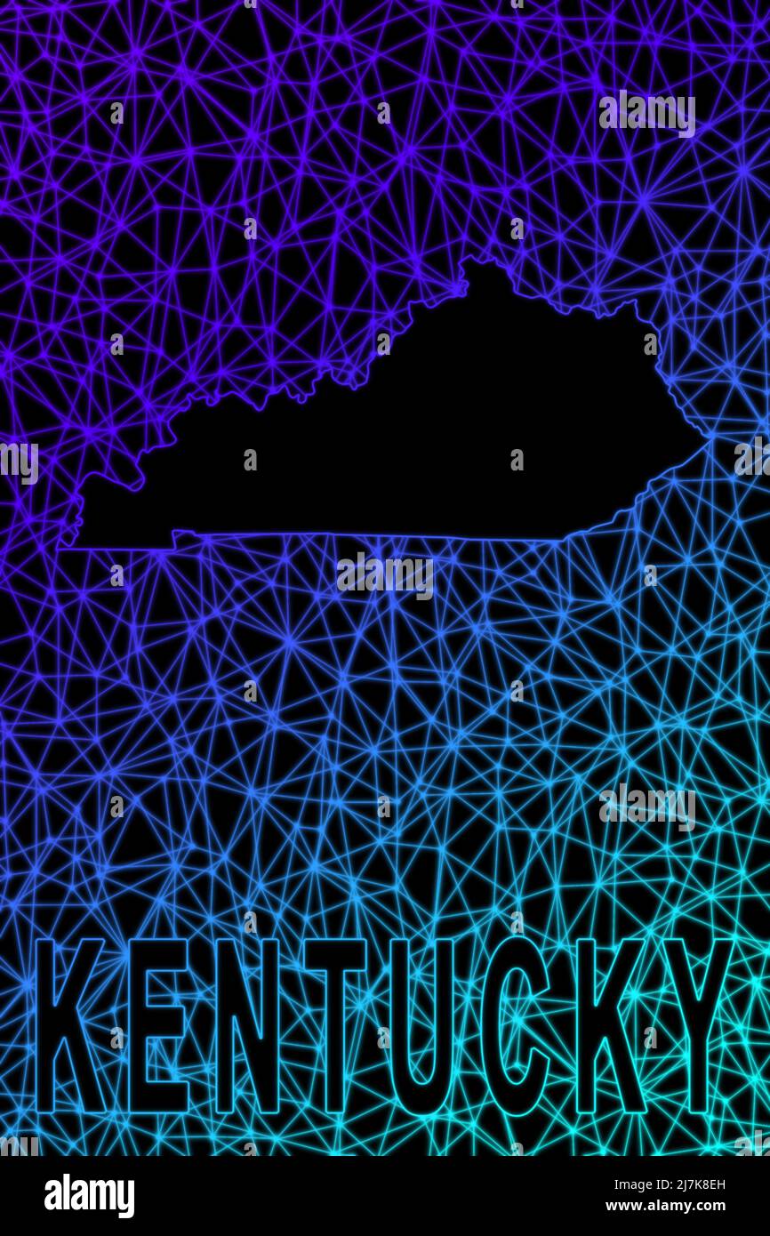 Map of Kentucky, Polygonal mesh line map, modern colorful map Stock ...