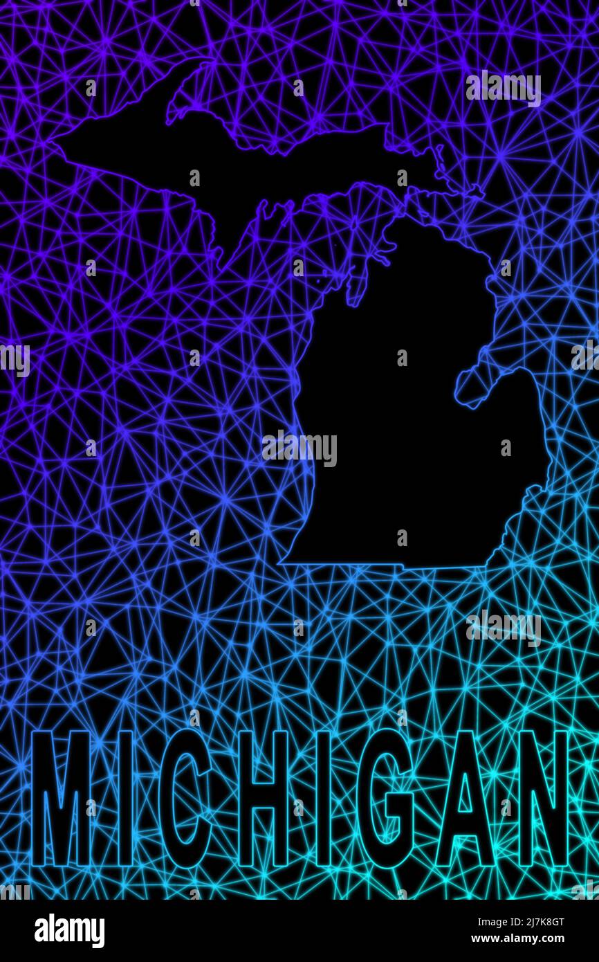 Map of Michigan, Polygonal mesh line map, modern colorful map Stock ...