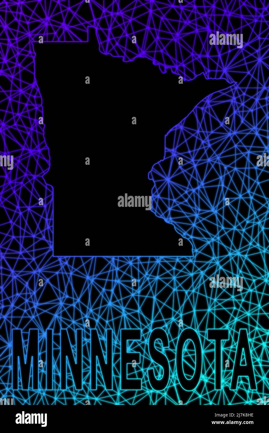 Map of Minnesota, Polygonal mesh line map, modern colorful map Stock ...