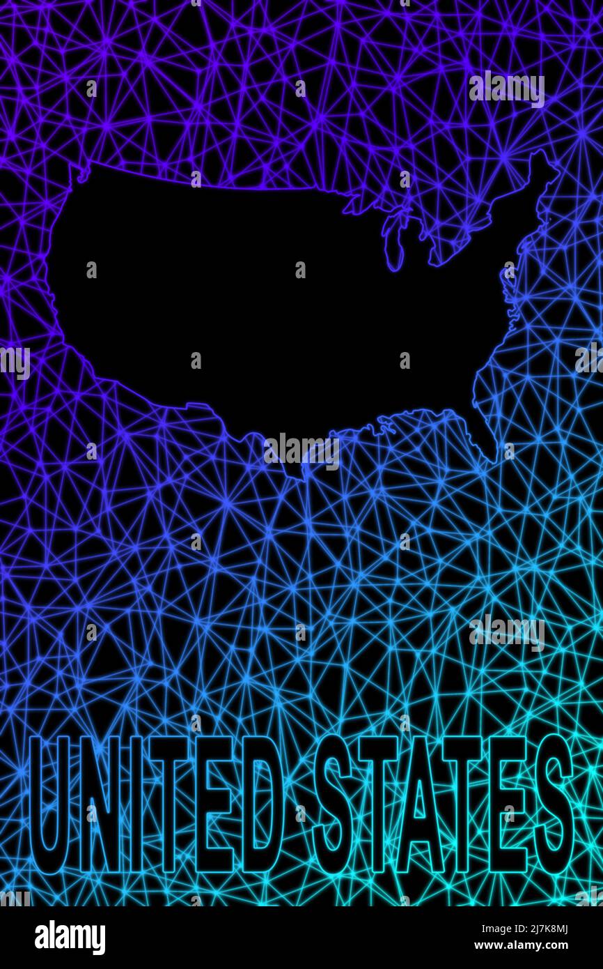 Map of United States, Polygonal mesh line map, modern colorful map ...
