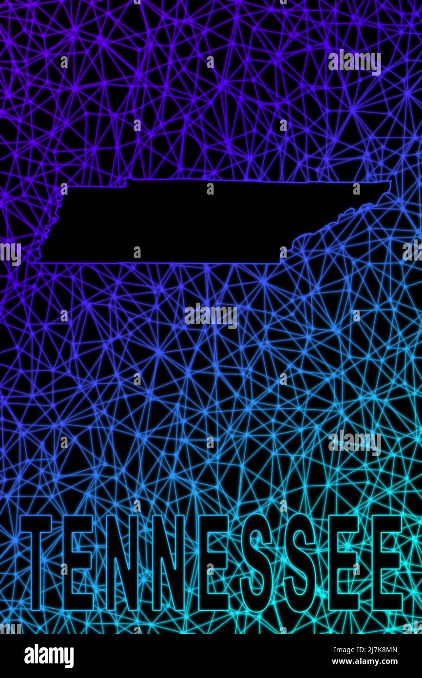 Map of Tennessee, Polygonal mesh line map, modern colorful map Stock ...