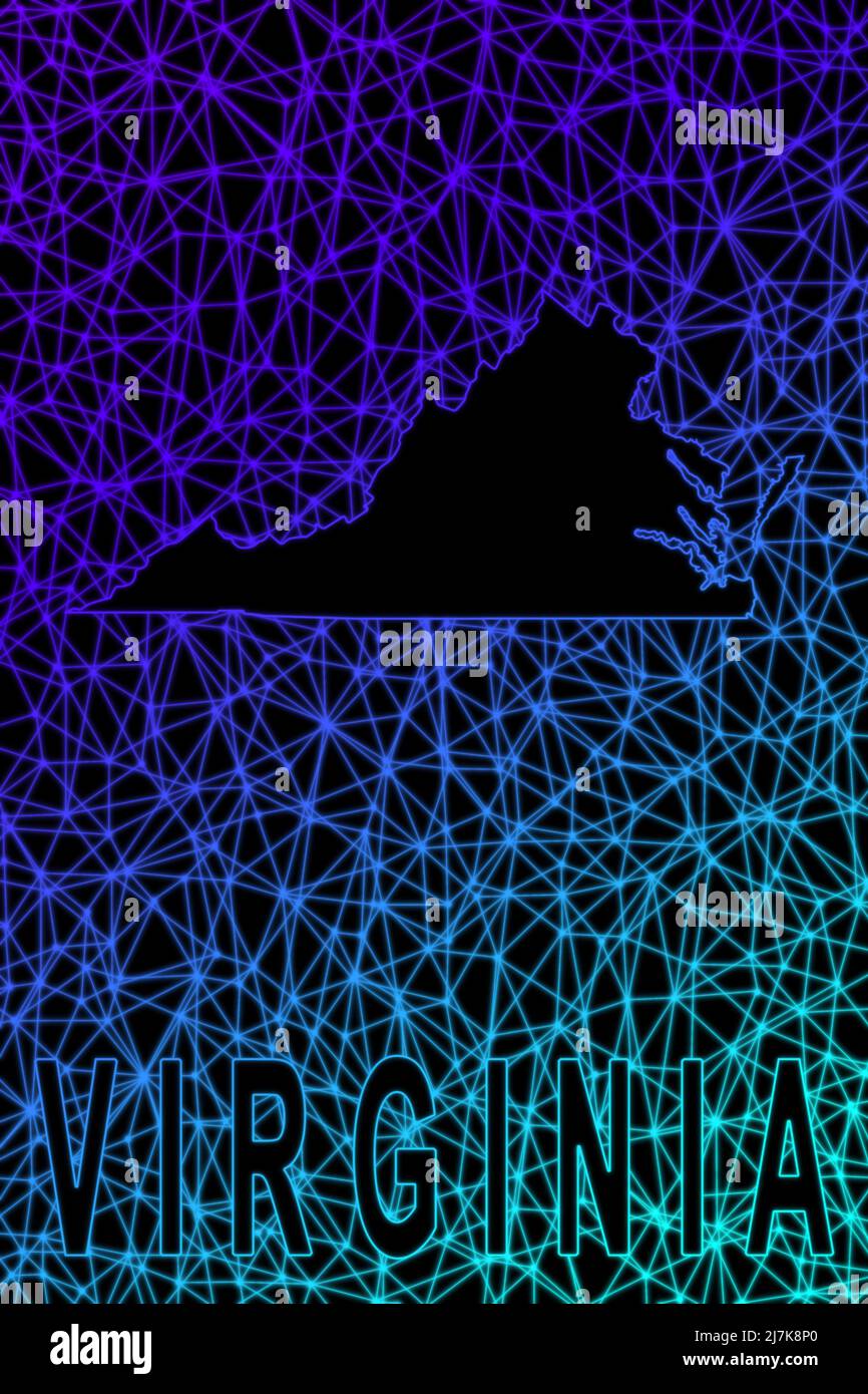Map of Virginia, Polygonal mesh line map, modern colorful map Stock ...