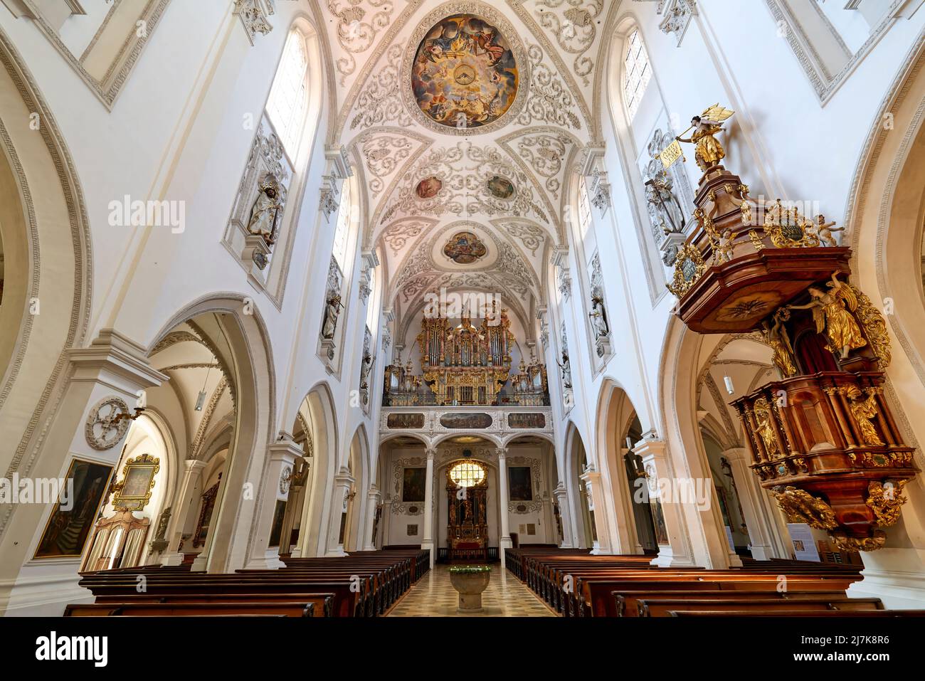 Germany Bavaria Romantic Road. Landsberg am Lech. Church of the ...