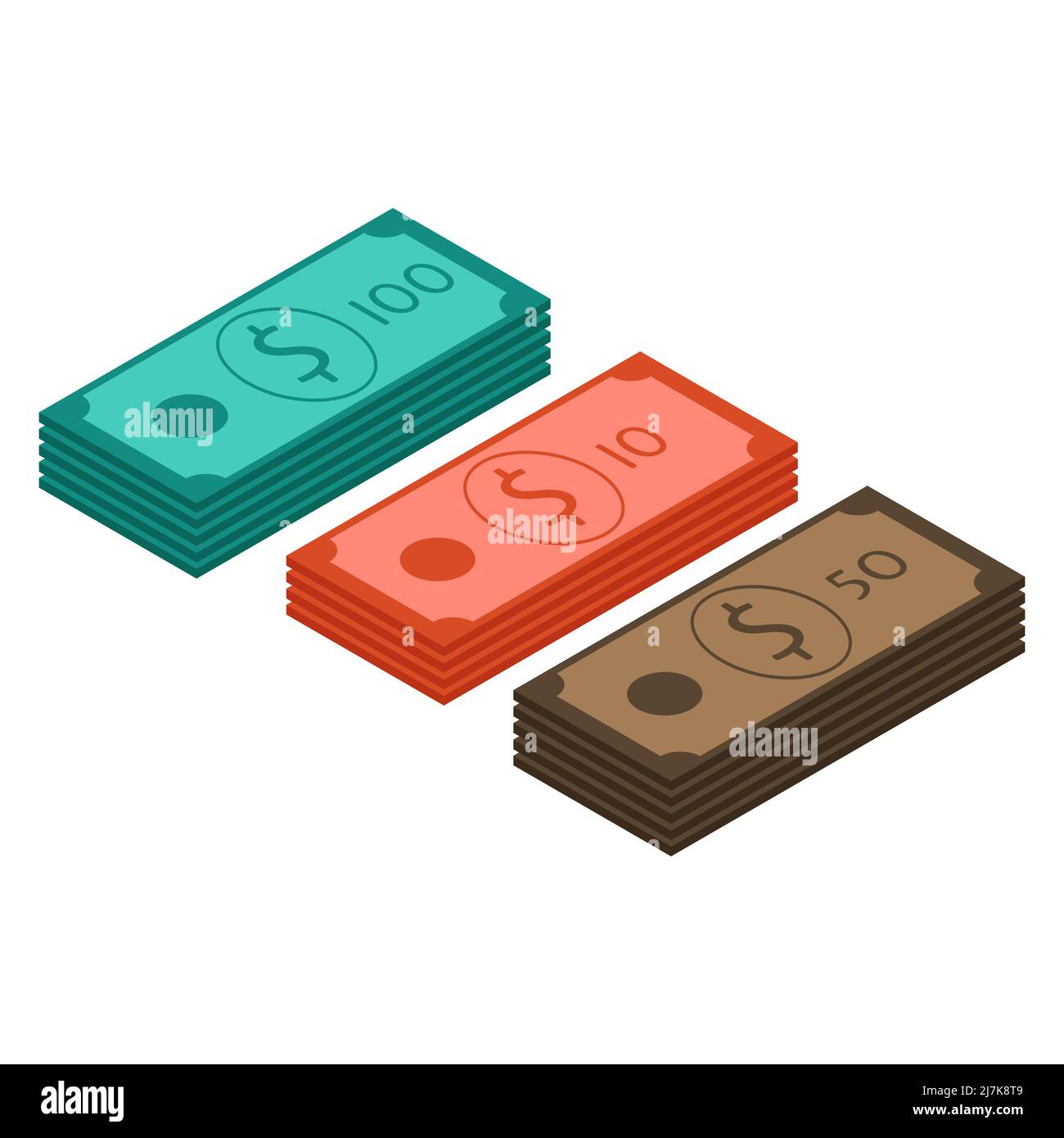 Isometric dollars bundles. Flat vector isometric money icon Stock ...