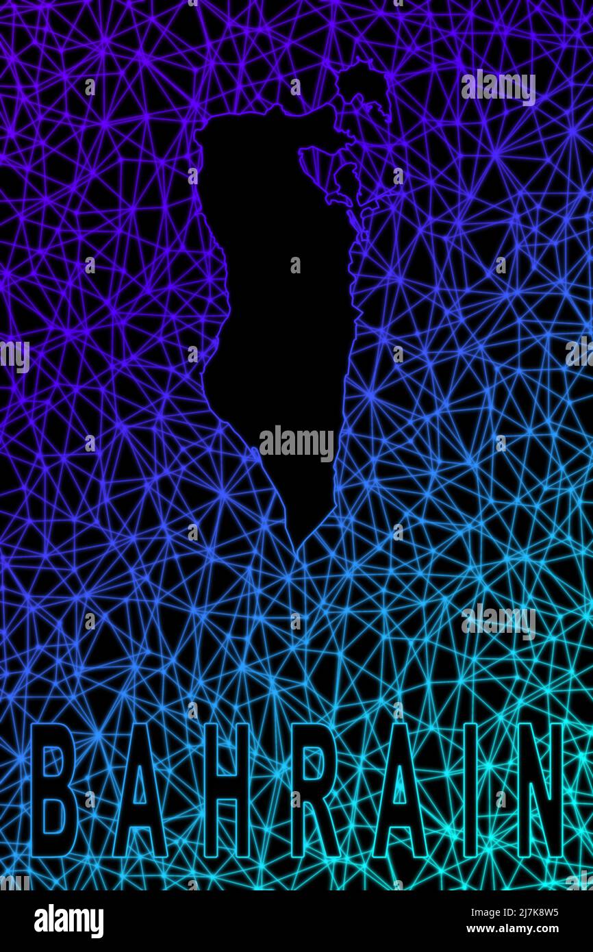 Map of Bahrain, Polygonal mesh line map, modern colorful map Stock ...