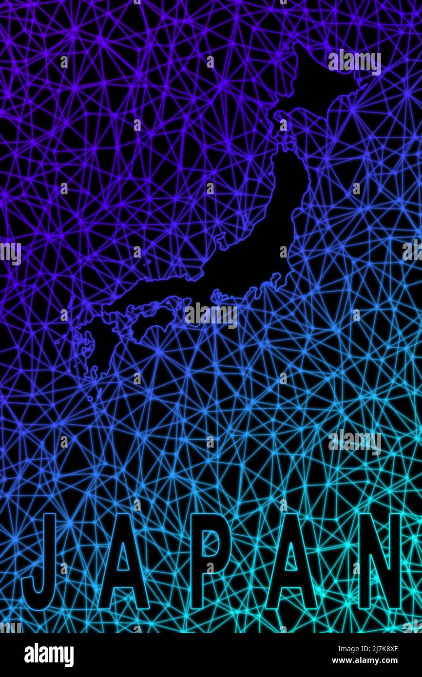 Map of Japan, Polygonal mesh line map, modern colorful map Stock Photo ...