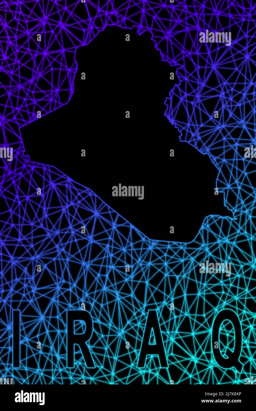 Map of Iraq, Polygonal mesh line map, modern colorful map Stock Photo ...