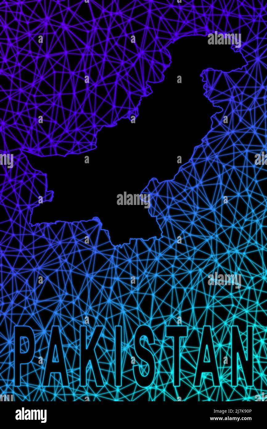 Map of Pakistan, Polygonal mesh line map, modern colorful map Stock ...