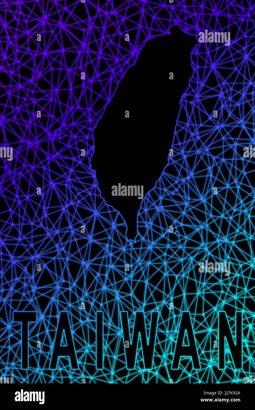 Map of Taiwan, Polygonal mesh line map, modern colorful map Stock Photo ...
