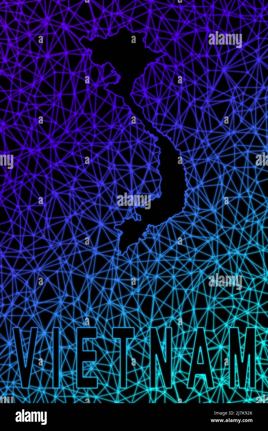 Map of Vietnam, Polygonal mesh line map, modern colorful map Stock ...