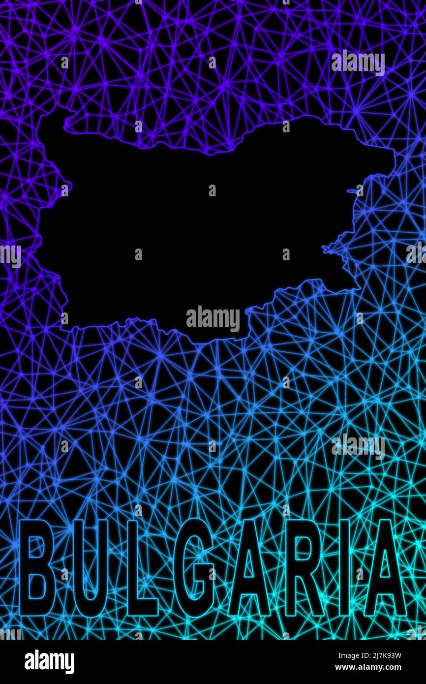 Map of Bulgaria, Polygonal mesh line map, modern colorful map Stock ...