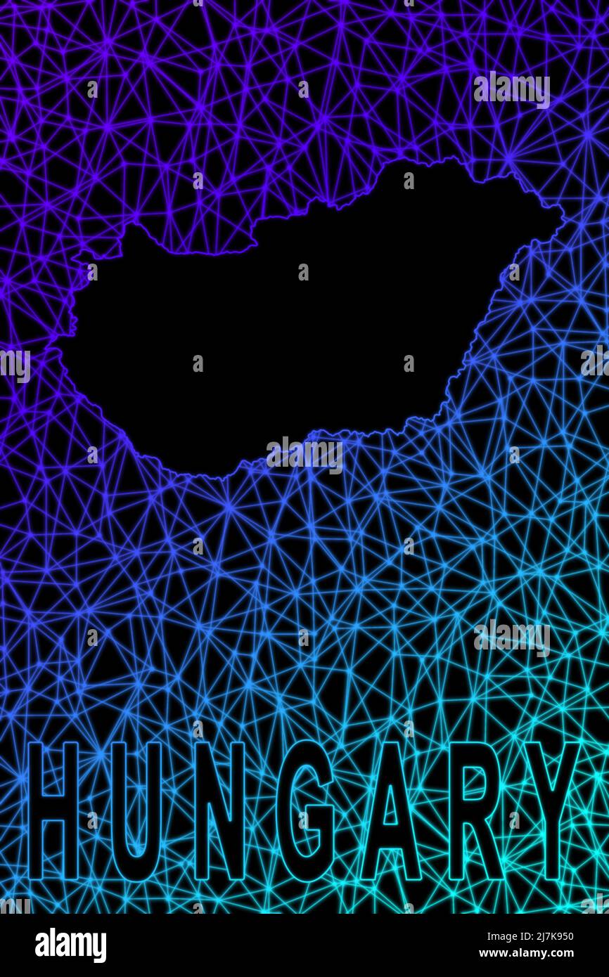 Map of Hungary, Polygonal mesh line map, modern colorful map Stock ...