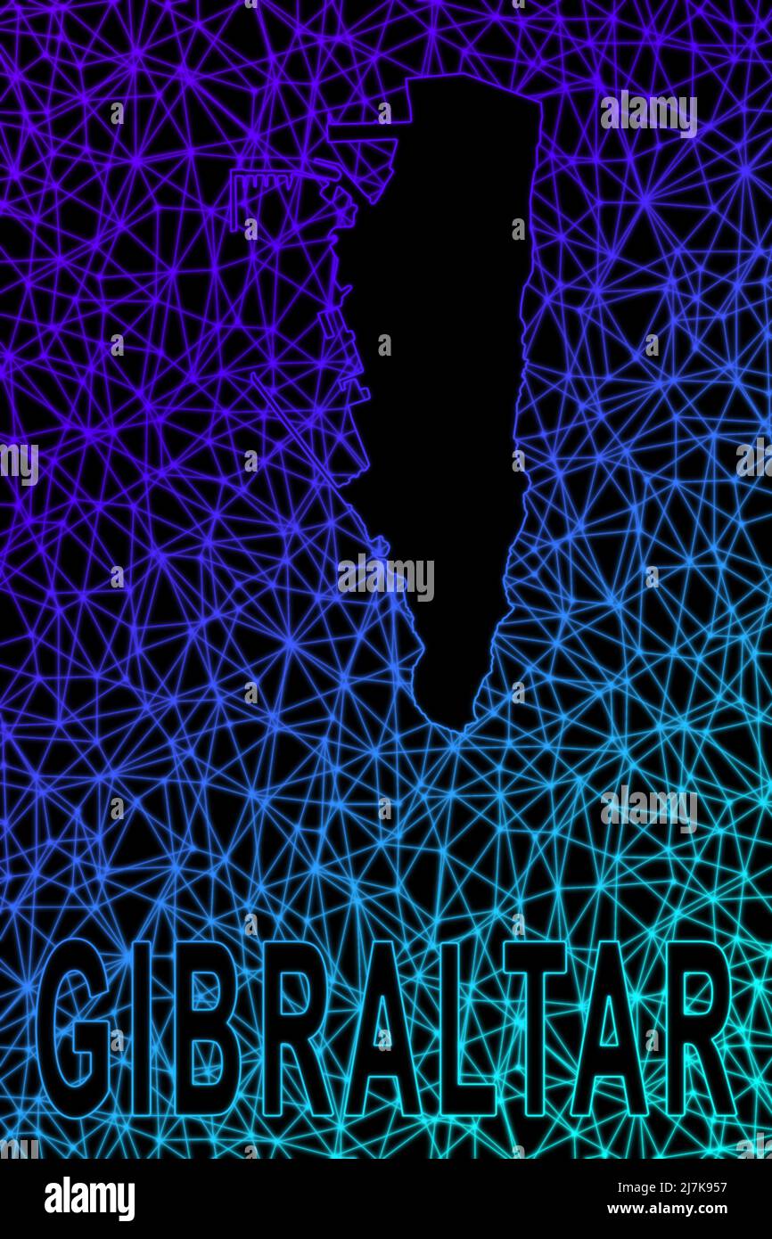 Map of Gibraltar, Polygonal mesh line map, modern colorful map Stock ...