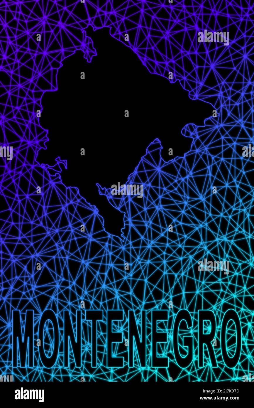 Map of Montenegro, Polygonal mesh line map, modern colorful map Stock Photo - Alamy