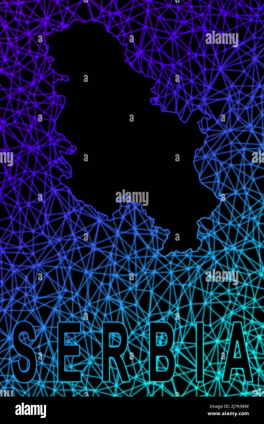 Map of Serbia, Polygonal mesh line map, modern colorful map Stock Photo ...