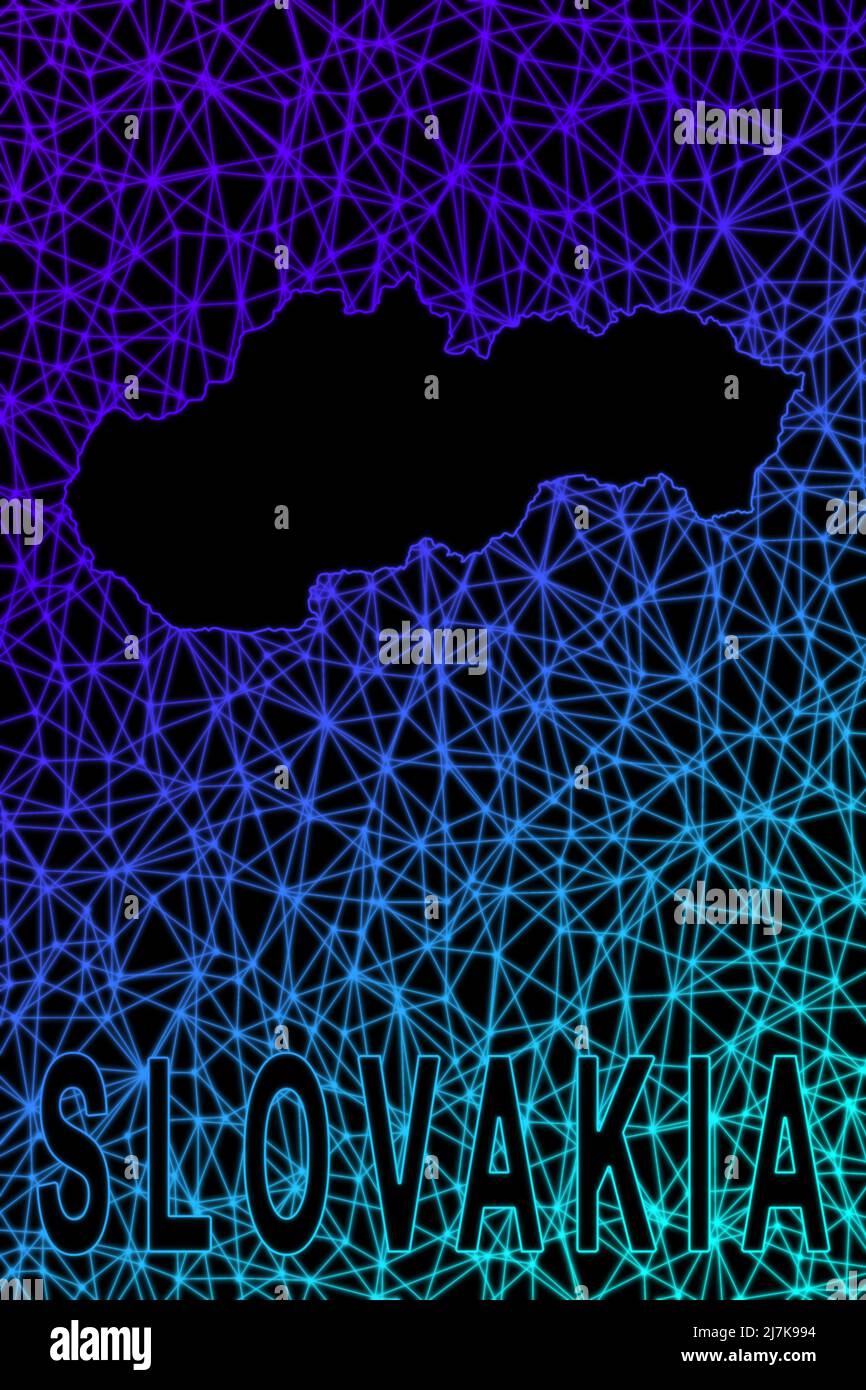Map of Slovakia, Polygonal mesh line map, modern colorful map Stock ...