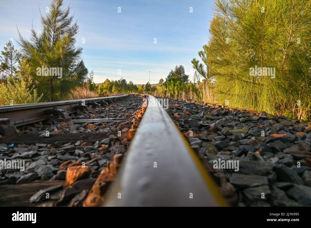 Train Track into distance Stock Photo - Alamy