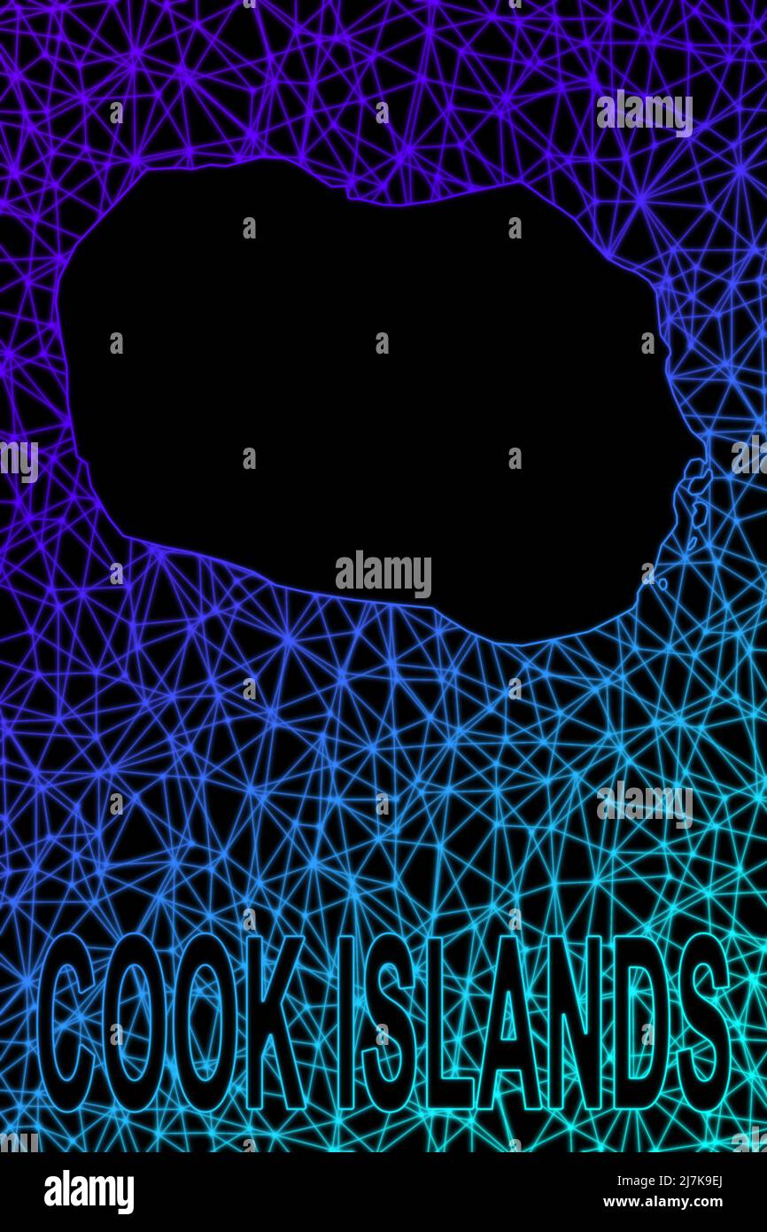 Map of Cook Islands, Polygonal mesh line map, modern colorful map Stock ...