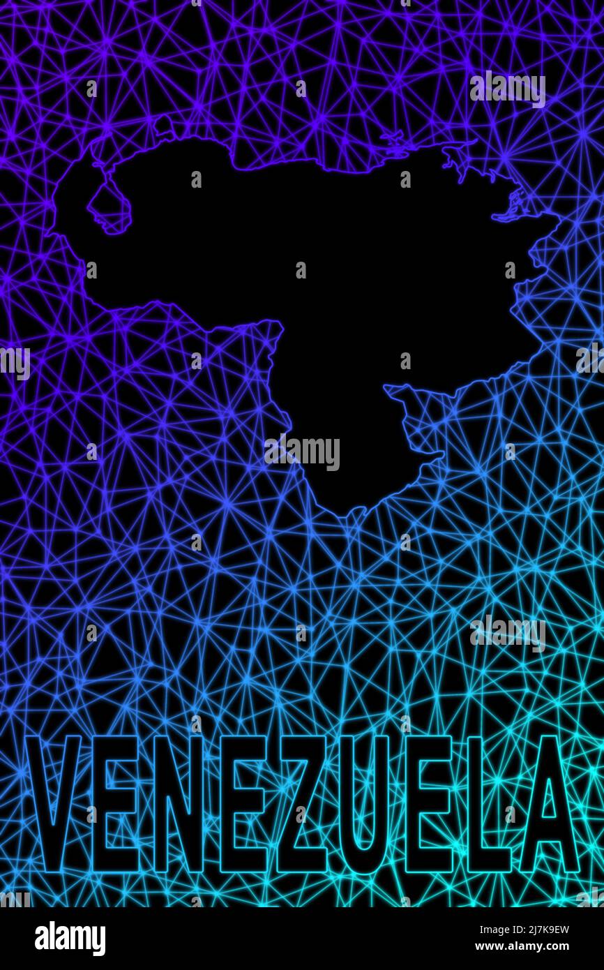 Map of Venezuela, Polygonal mesh line map, modern colorful map Stock ...