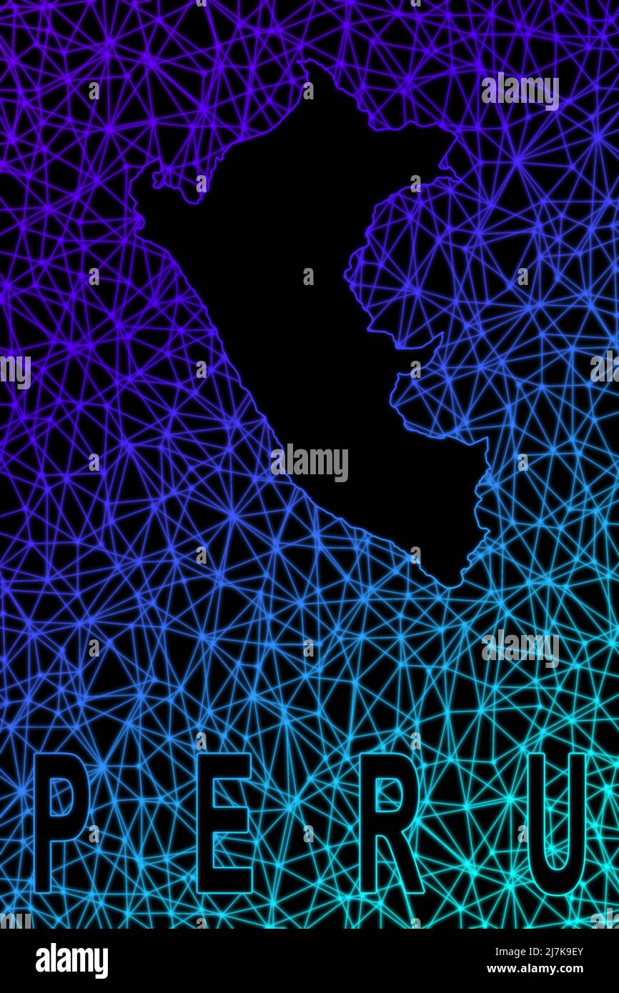 Map of Peru, Polygonal mesh line map, modern colorful map Stock Photo ...