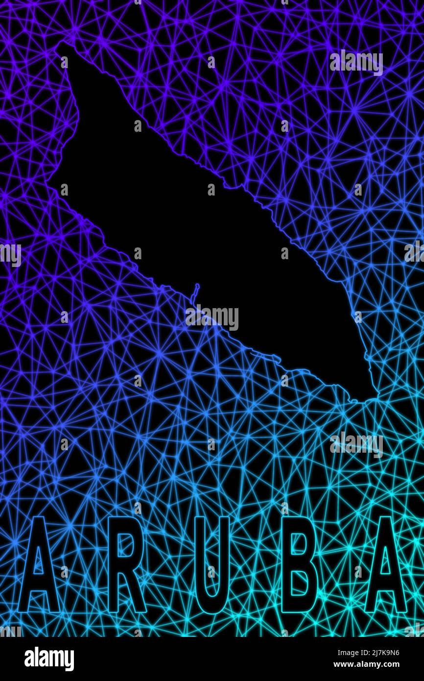 Map of Aruba, Polygonal mesh line map, modern colorful map Stock Photo ...