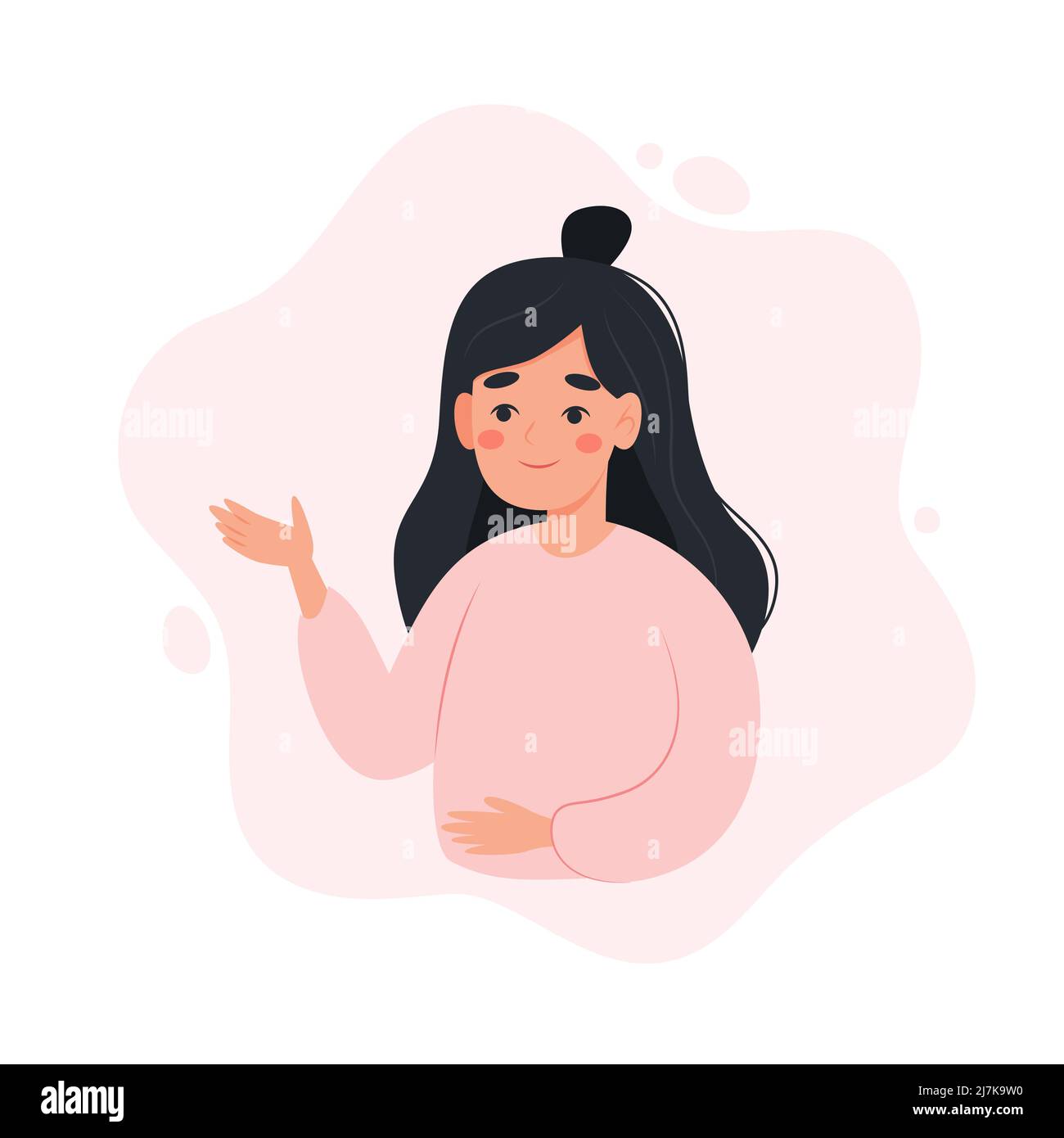 Woman explaining, presenting or showing something. Cute character ...