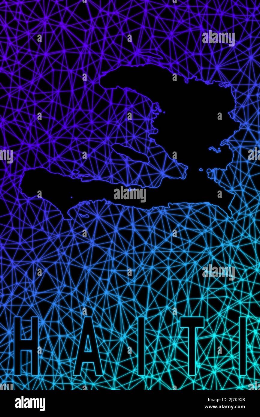 Map of Haiti, Polygonal mesh line map, modern colorful map Stock Photo ...