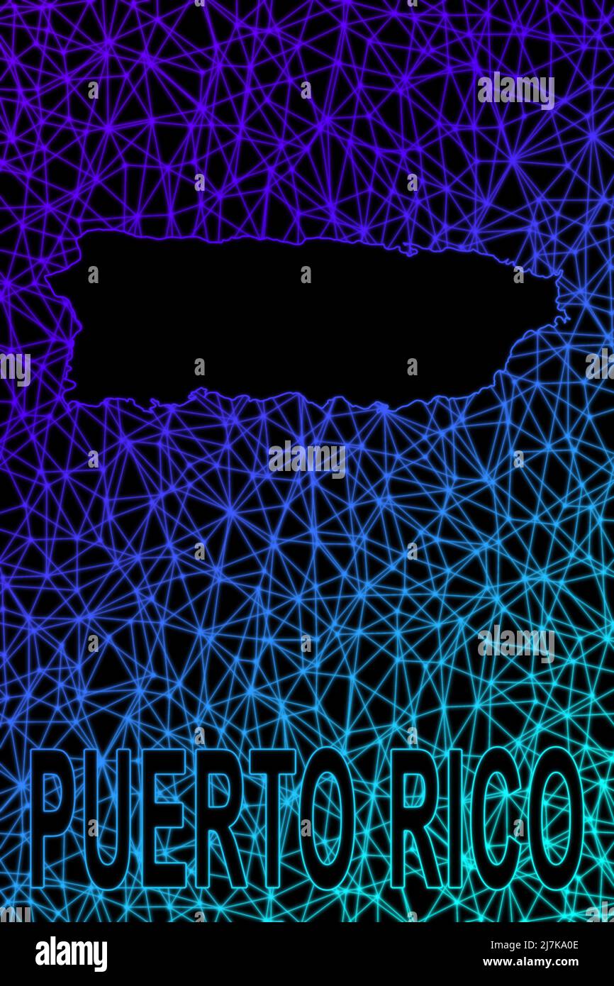 Map of Puerto Rico, Polygonal mesh line map, modern colorful map Stock ...