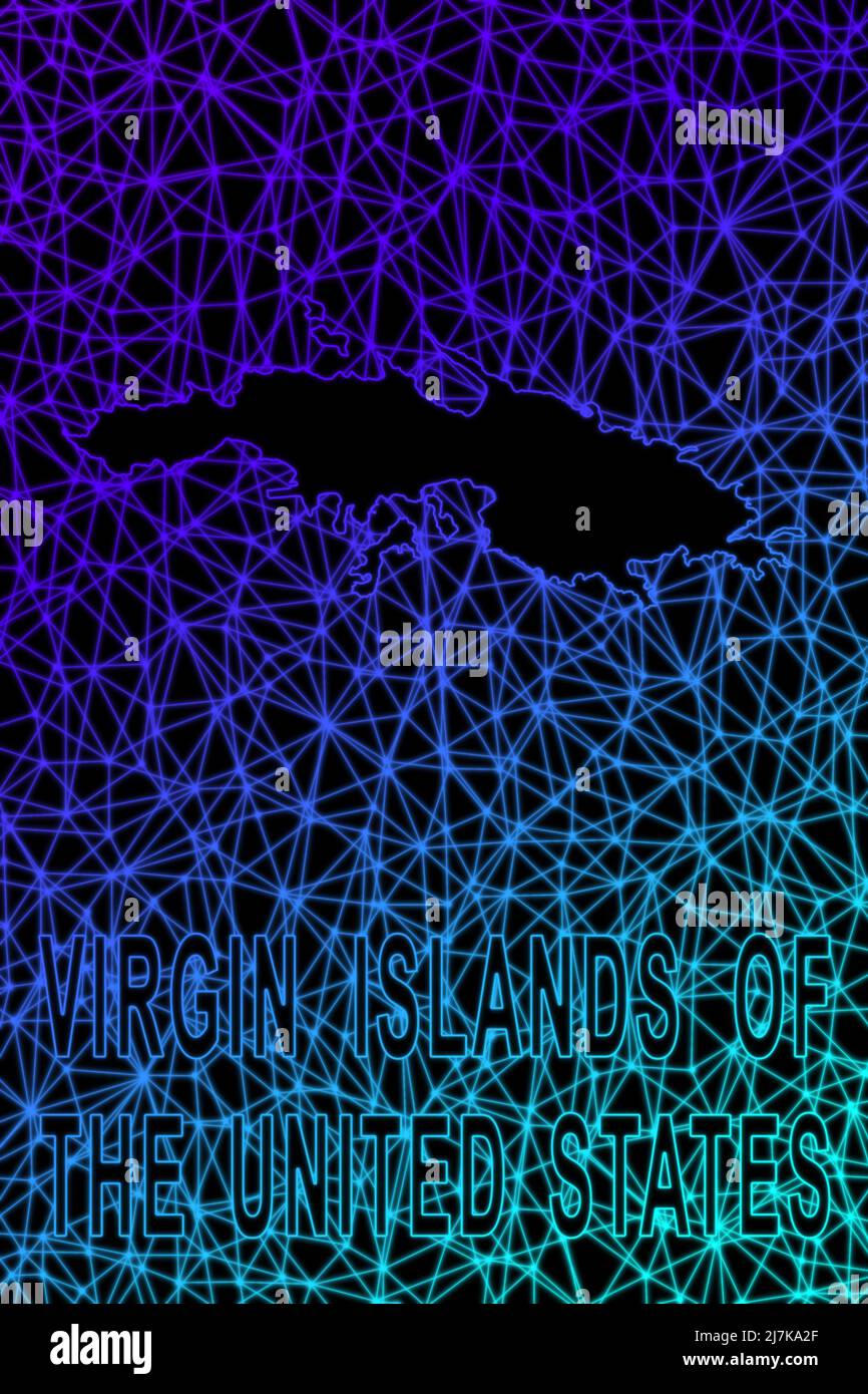 Map of Virgin Islands US, Polygonal mesh line map, modern colorful map ...