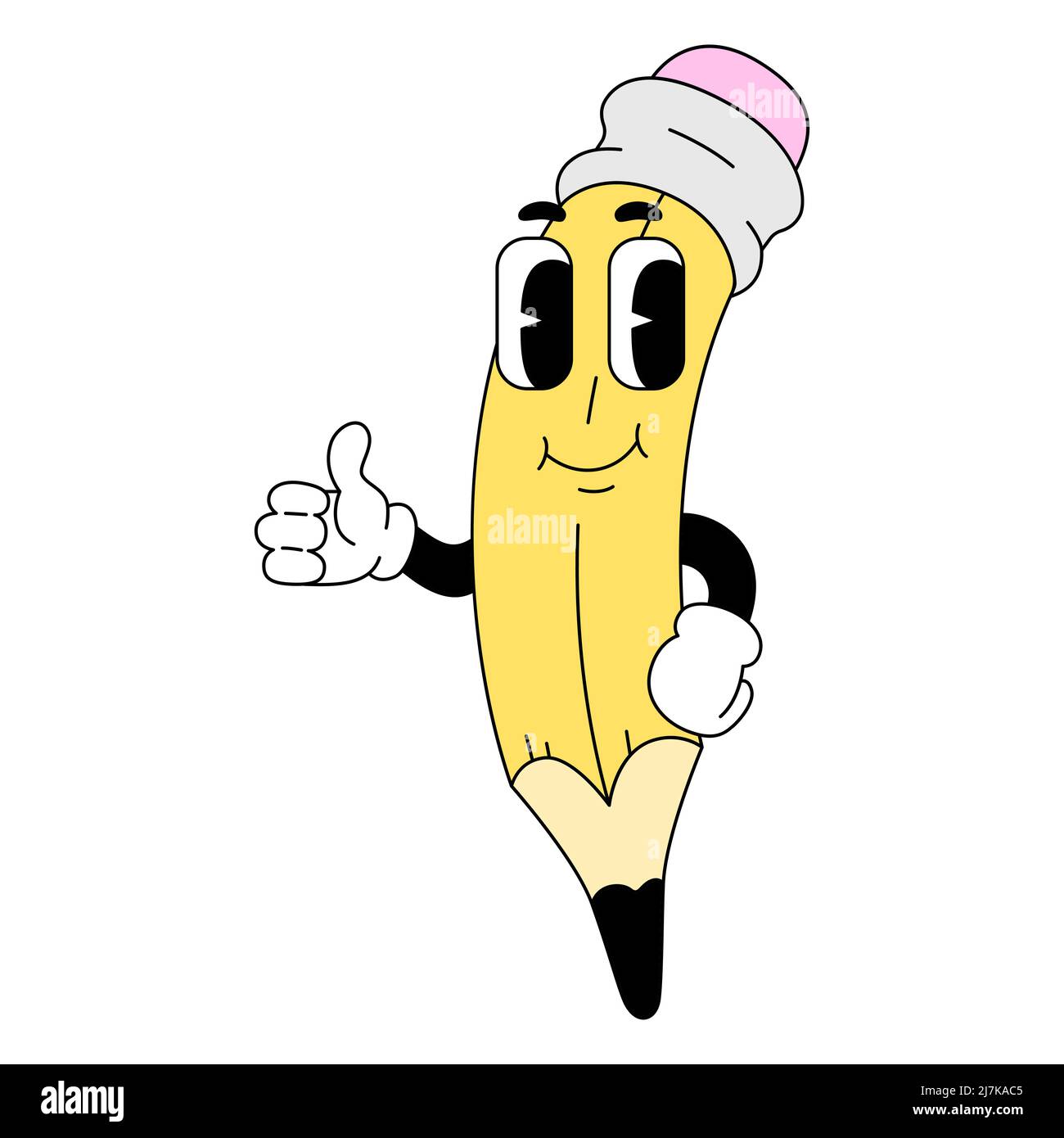 Vector illustration of smiling pencil isolated on white background ...